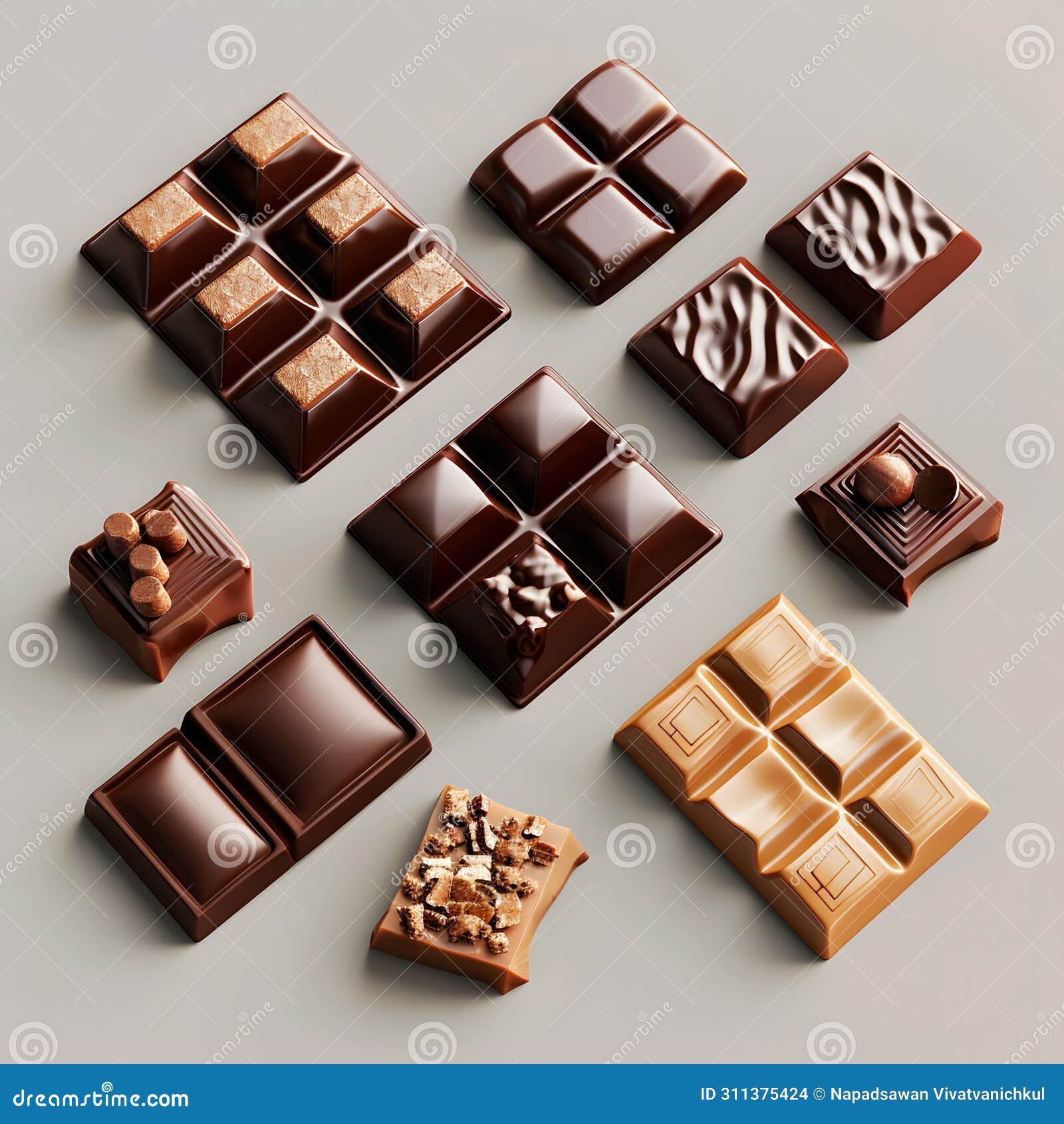 A Close Up of Various Chocolate Bars with Different Shapes and Sizes ...