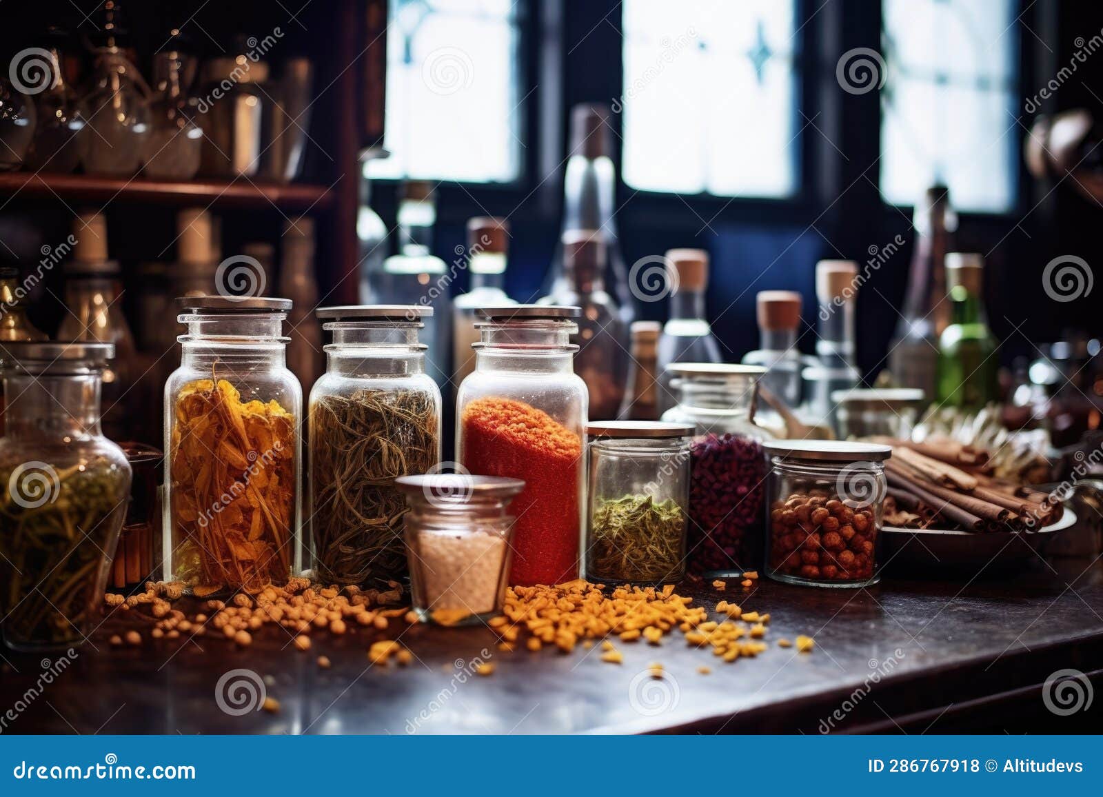 Close-up of Various Cocktail Ingredients on Bar Counter Stock Photo ...