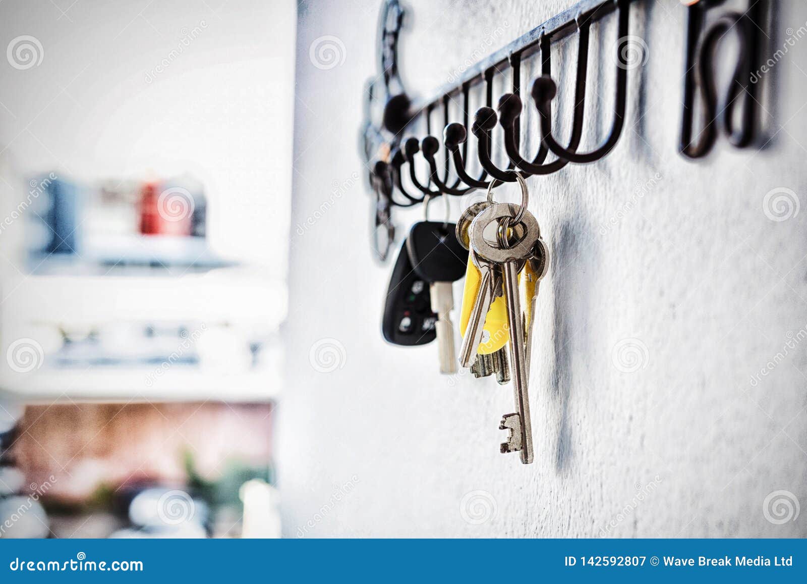 Close-up of Various Keys Hanging on Hook Stock Image - Image of variety ...