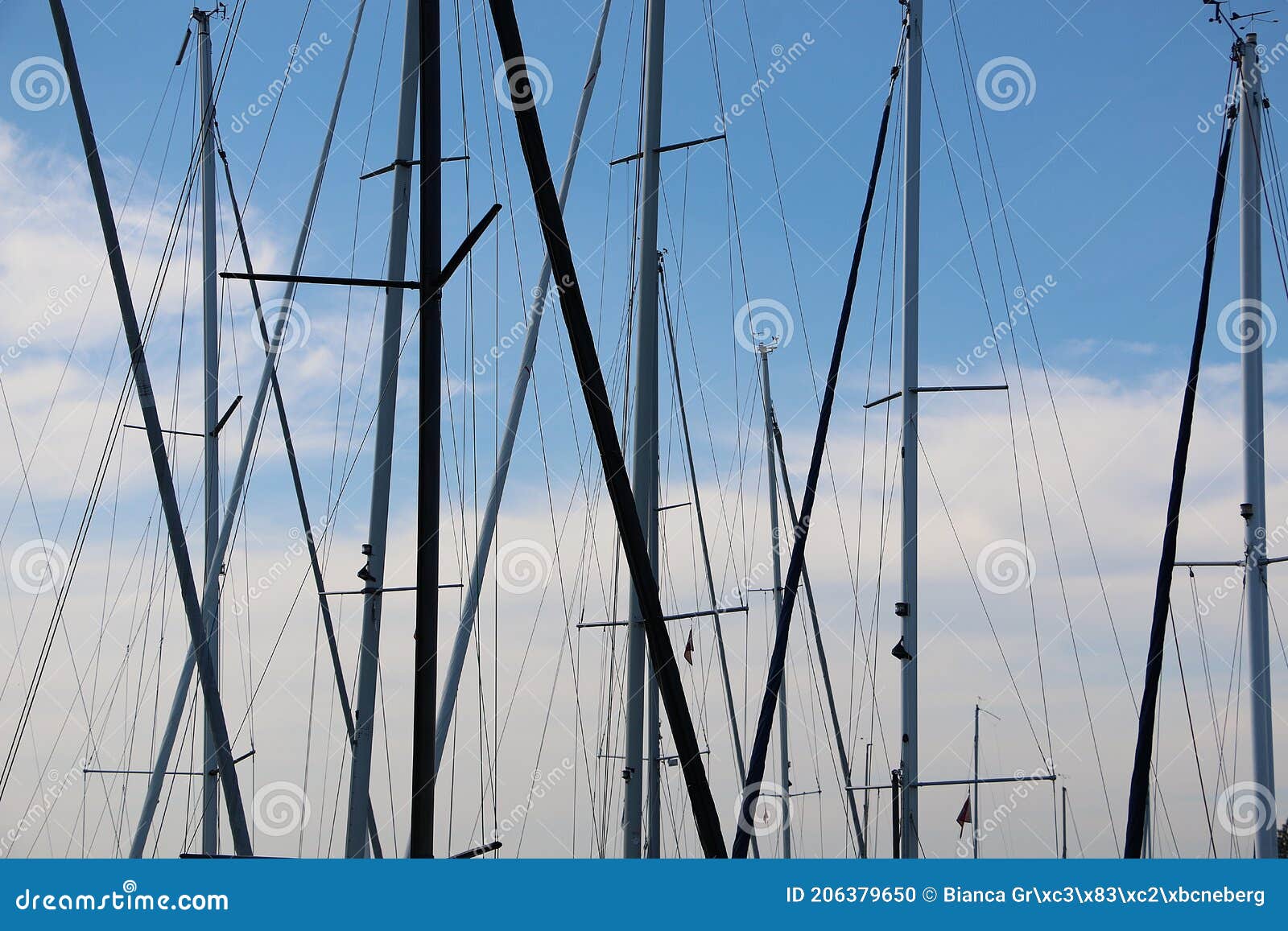 A Close Up of Various Masts of Sailing Ships Stock Photo - Image of ...