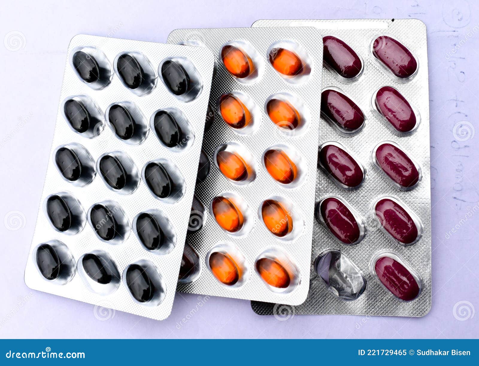Close Up of Various Multivitamin Suplements Tablets Strips Isolated on ...