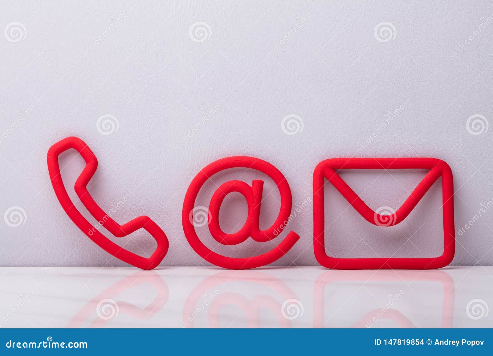 Close-up of Various Red Contact Options Stock Photo - Image of icon ...