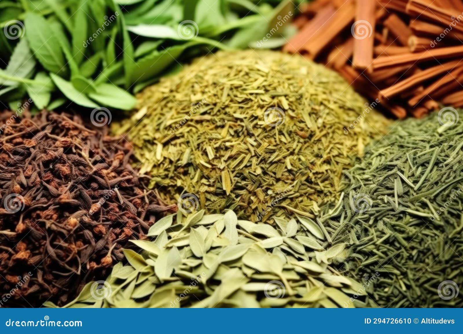 Close-up of Various Types of Tea Leaves Stock Illustration ...