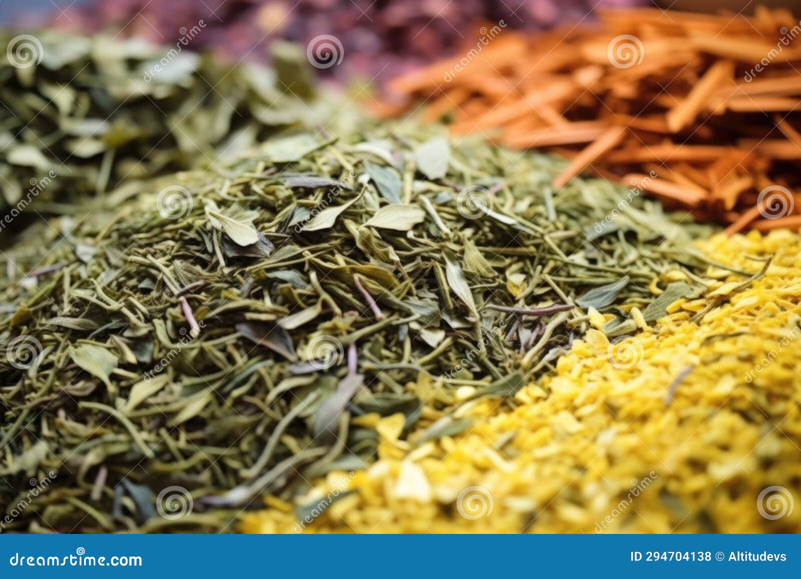 Close-up of Various Types of Tea Leaves Stock Illustration ...