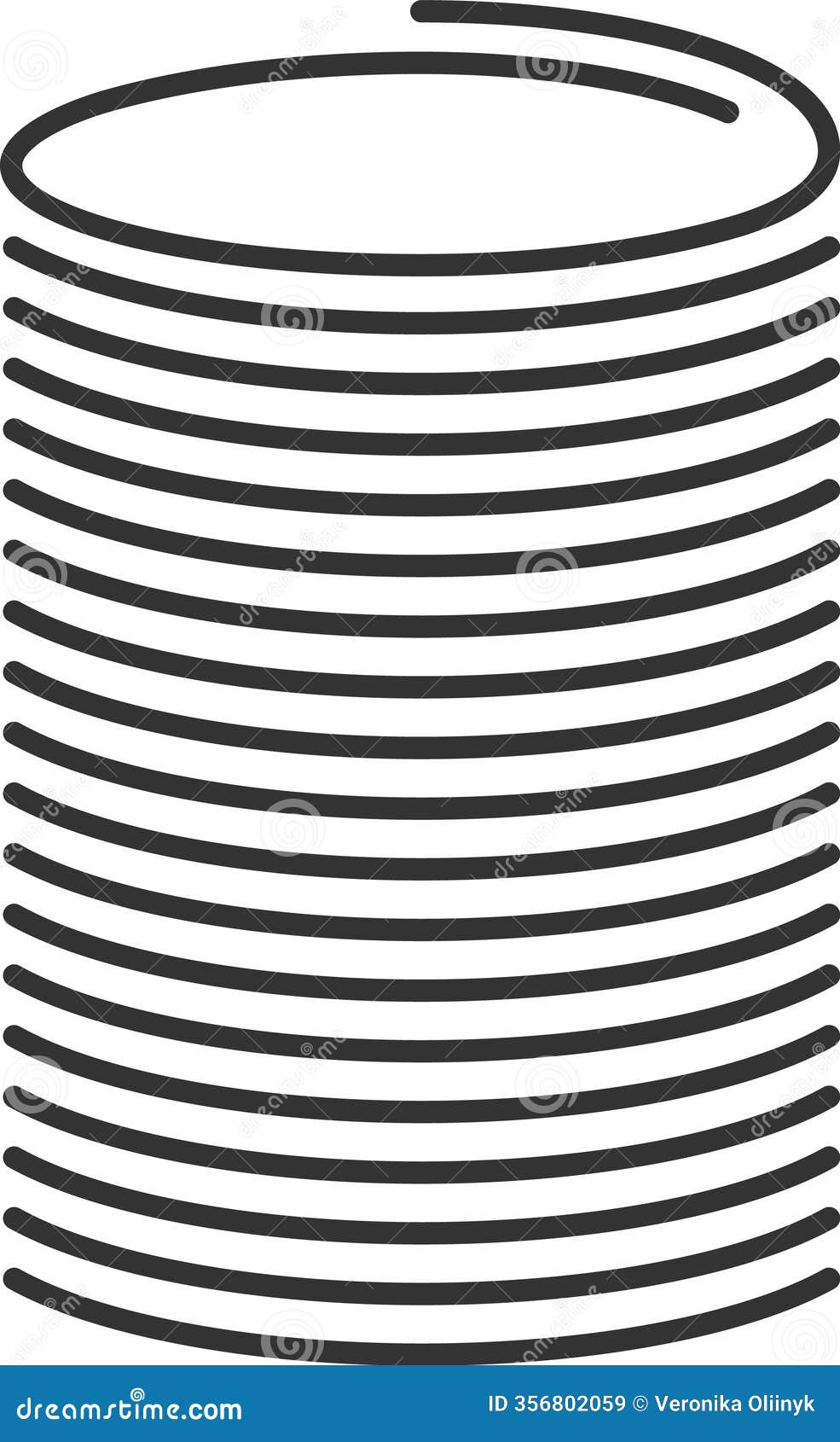 Close Up Vector Illustration of a Metal Spiral Spring Forming a ...