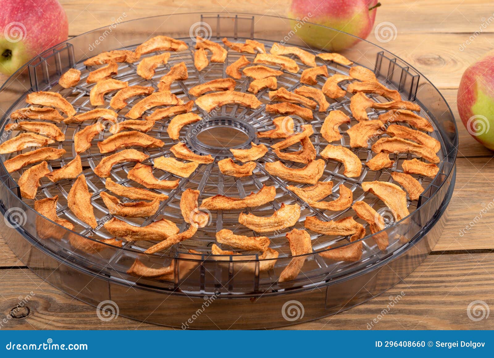 Close-up of the Vegetable and Fruit Drying Section with Dried Apples ...