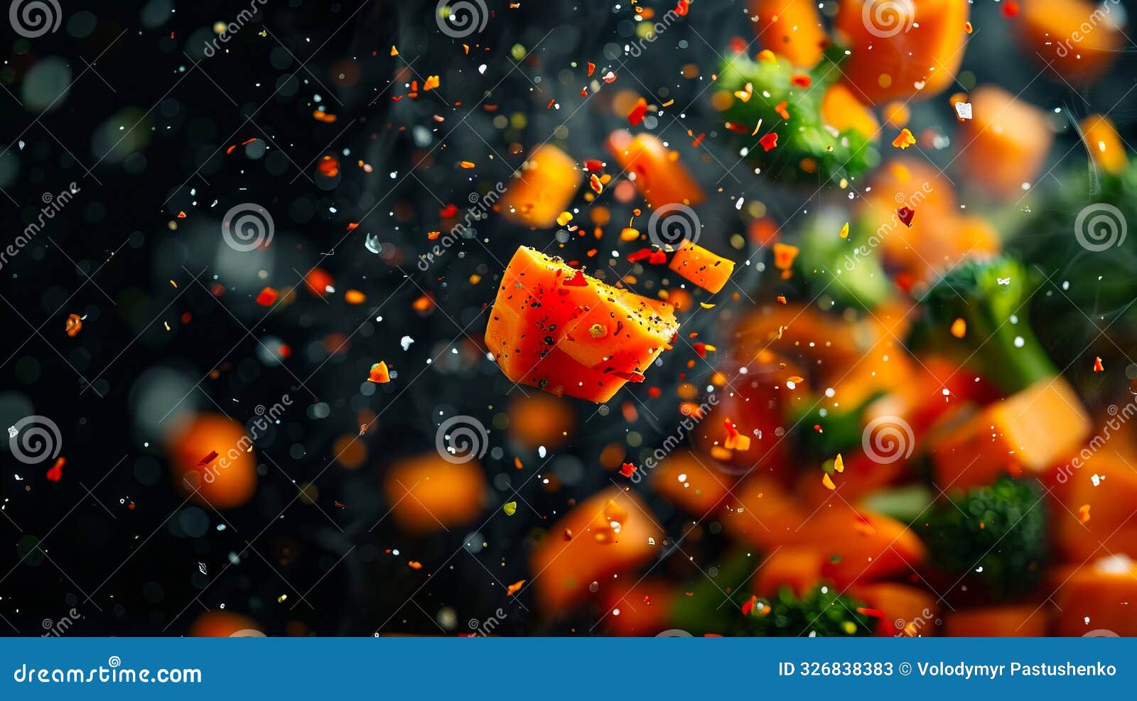 A Close Up of Vegetables Falling into the Air Stock Image - Image of ...