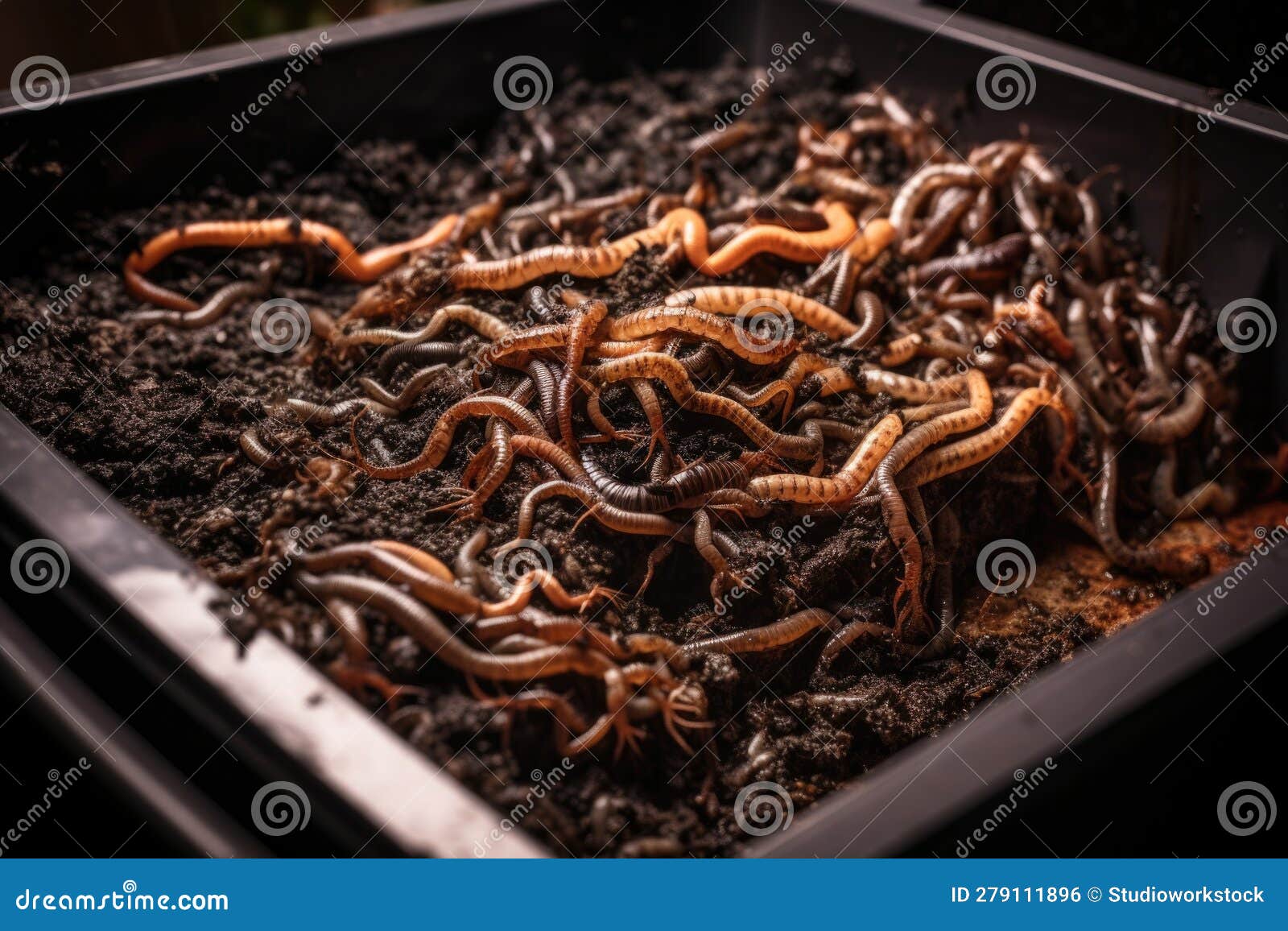 Close-up of Vermicomposting Bin, with Writhing Worms Visible Stock ...
