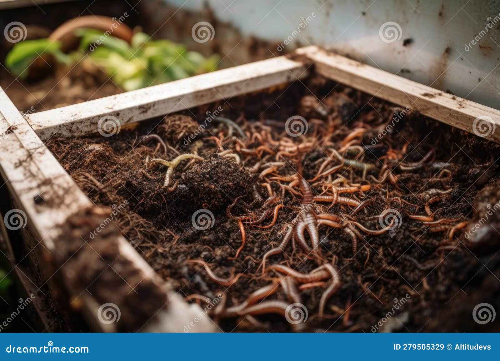Close-up of Vermicomposting Bin, with Writhing Worms Visible Stock ...