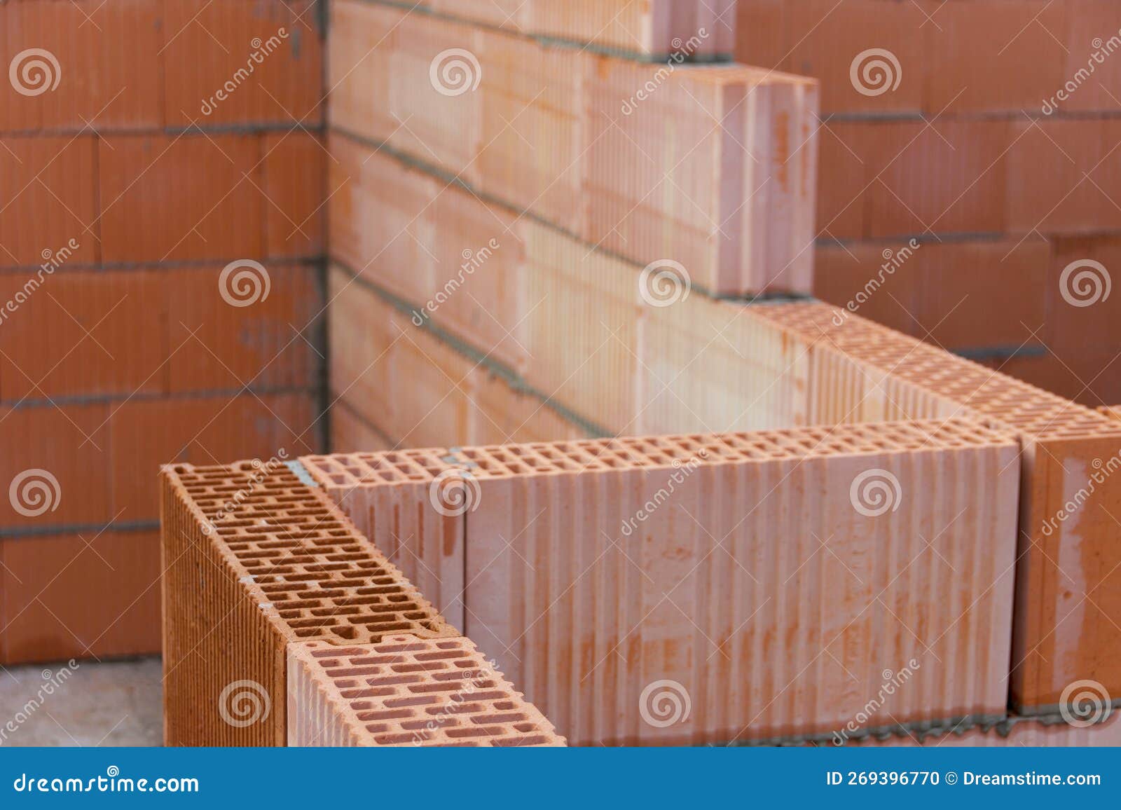 Close-up of Vertical Perforated Bricks in the Shell of a Home Stock ...