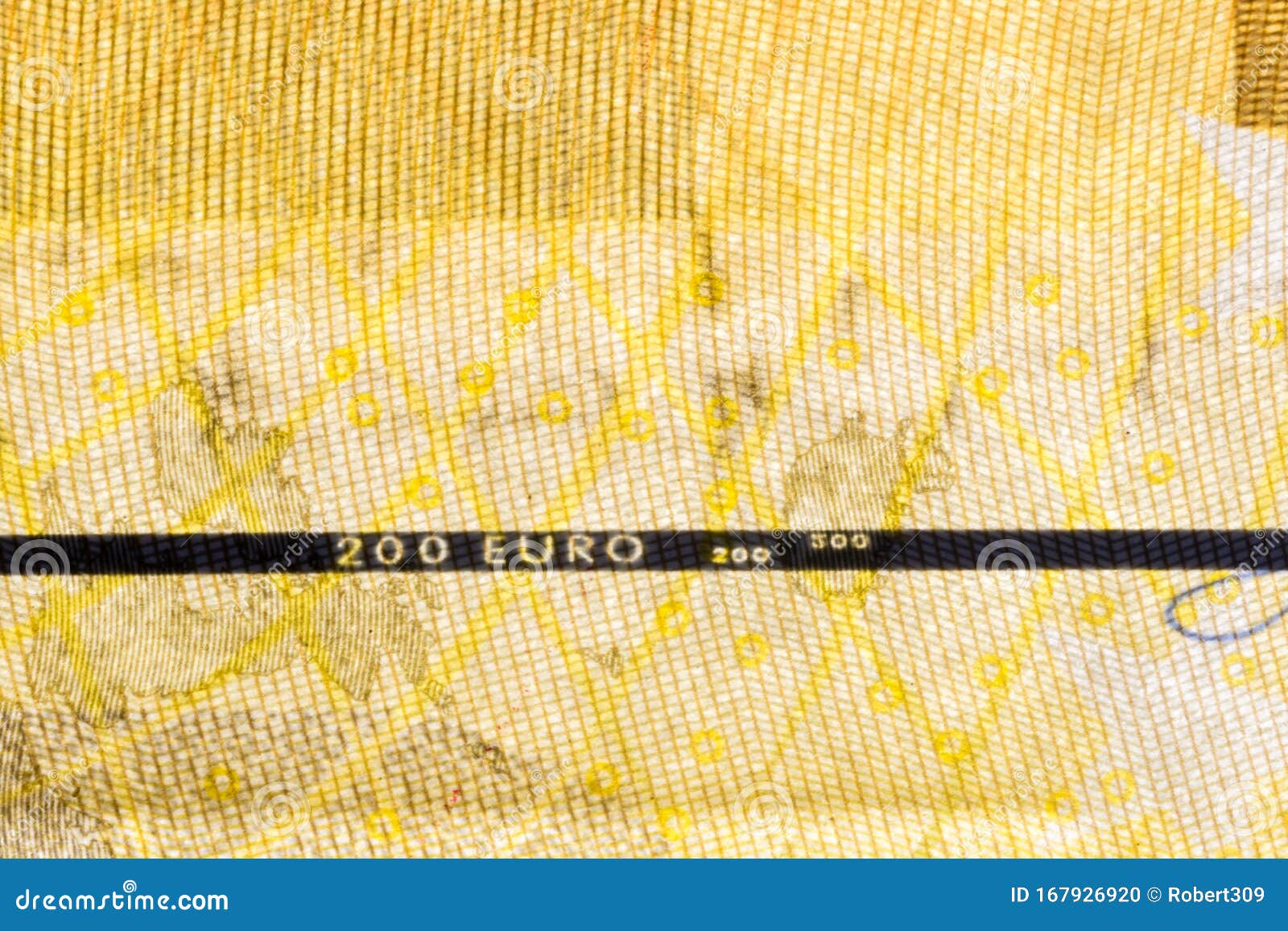 Plastic Security Strip Inside 20 EUR Banknote. Security Strip On Euro ...