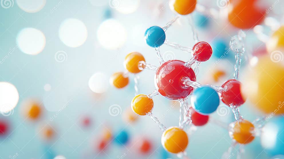 Close Up of Vibrant Polymerization Process with Molecular Chains in a ...