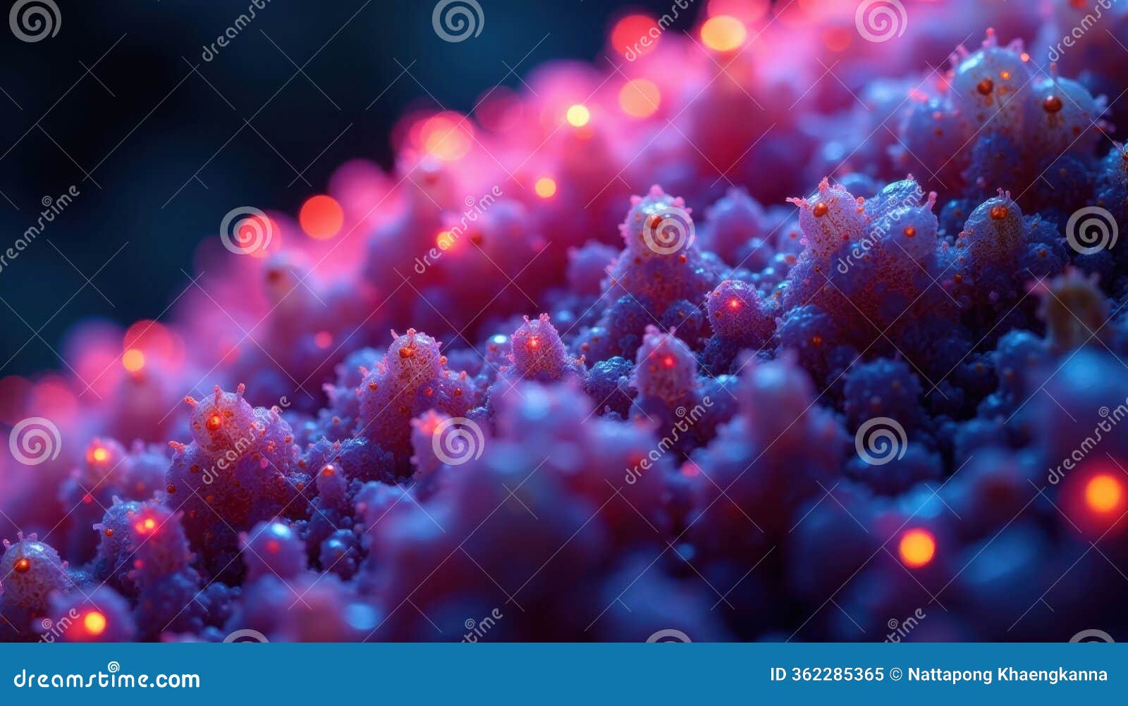 Close Up Vibrant Stained Specimen Under LED Microscope , Sample ...