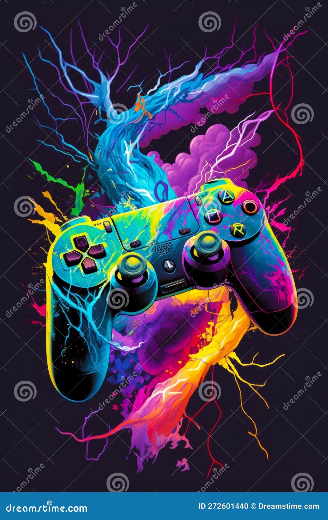Close Up of Video Game Controller with Paint Splatters on it ...