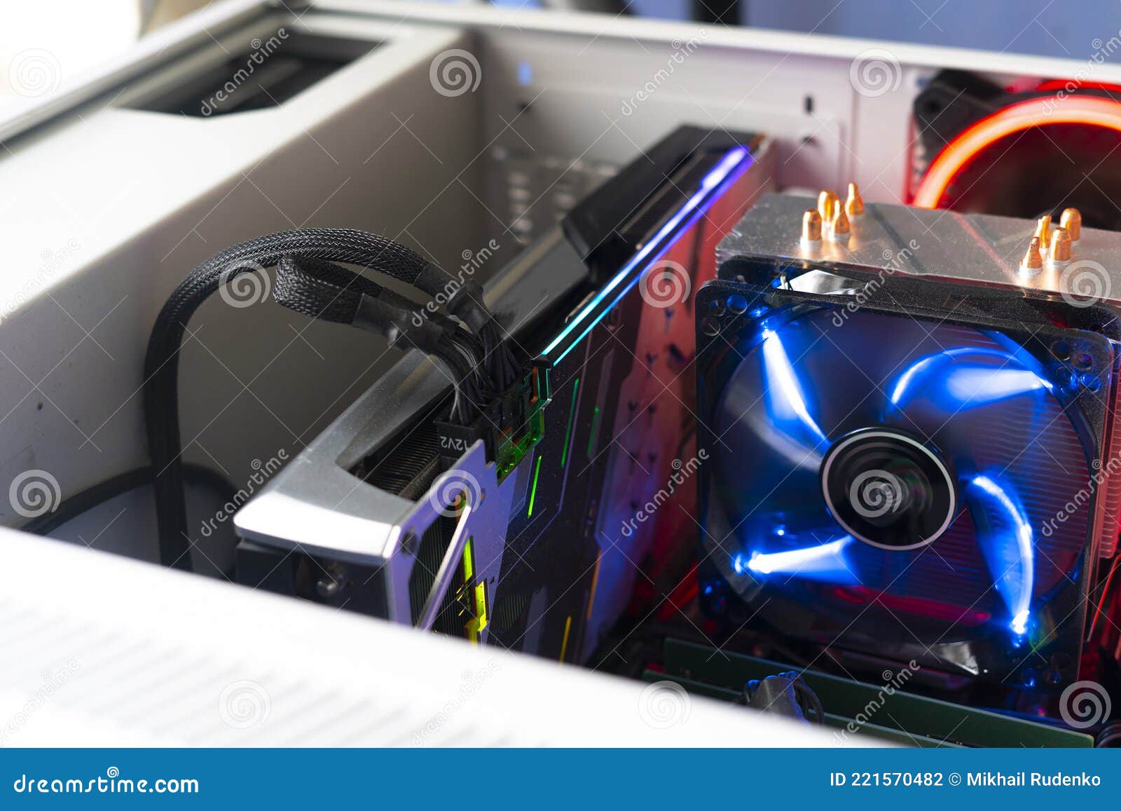 A Close Up Video Graphics Card Inserted in the Computer Stock Photo ...