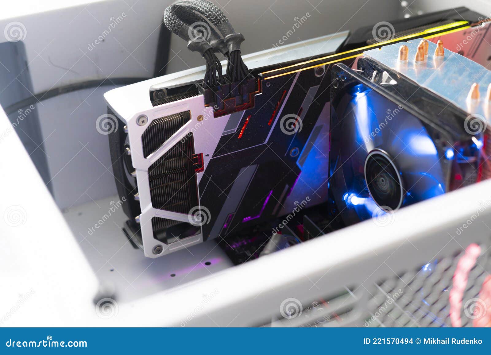 A Close Up Video Graphics Card Inserted in the Computer Stock Photo ...