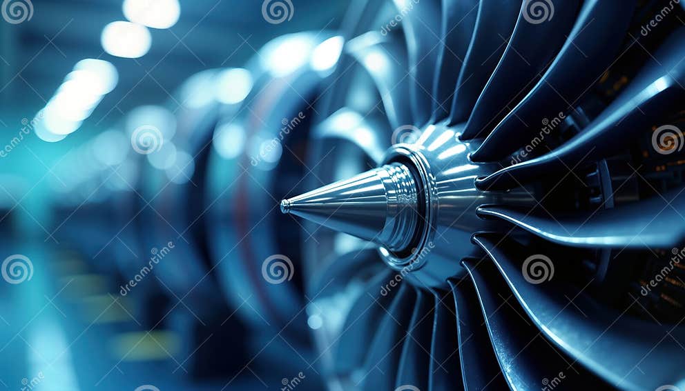 Close-up View of Advanced Jet Engine Turbine. Propulsion Tech Team ...