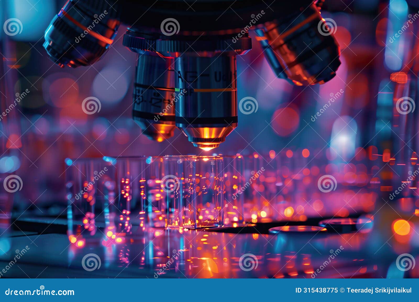 Microscope Optics Close-up in a High-tech Lab. Generative AI Stock ...