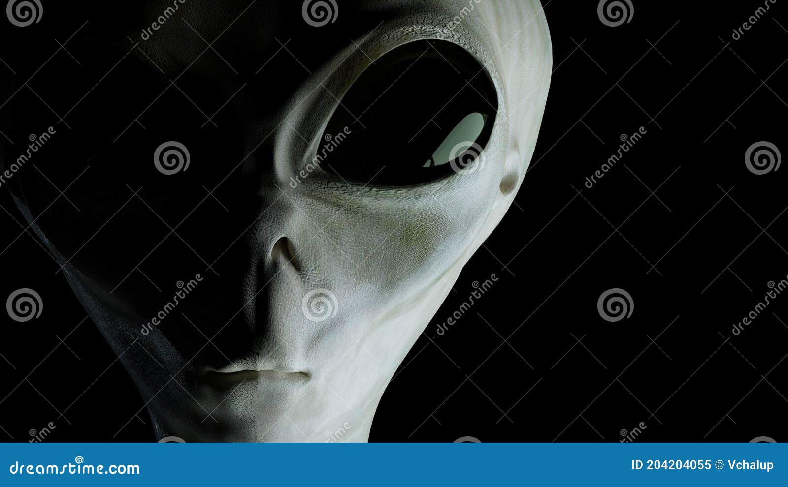 Close-up View on Alien`s Face. 3D Rendered Illustration. Stock ...