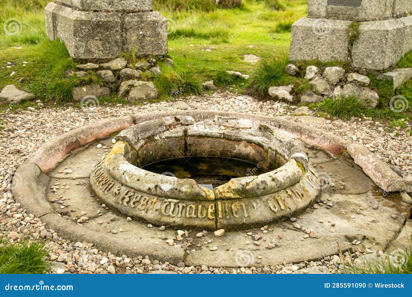 Close-up View of an Ancient Stone Basin Carved into the Rock Stock ...
