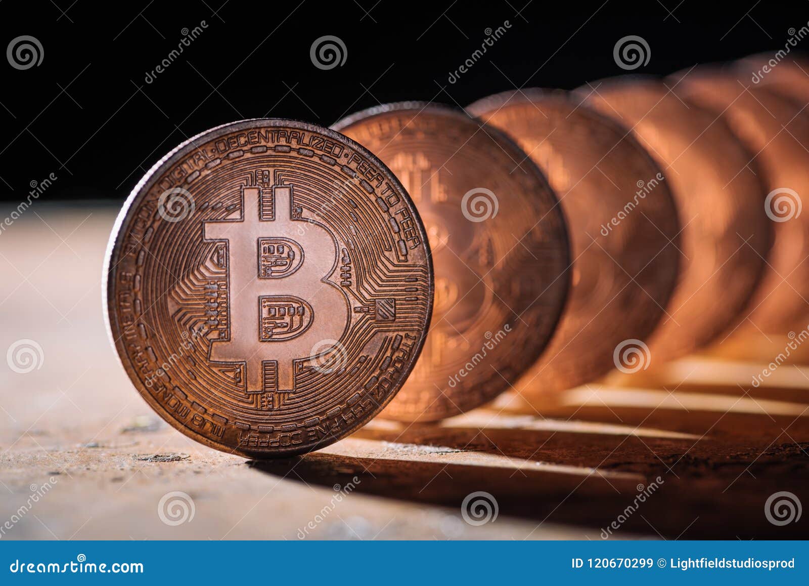 Close Up View of Arranged Bitcoins Stock Image - Image of bitcoins ...