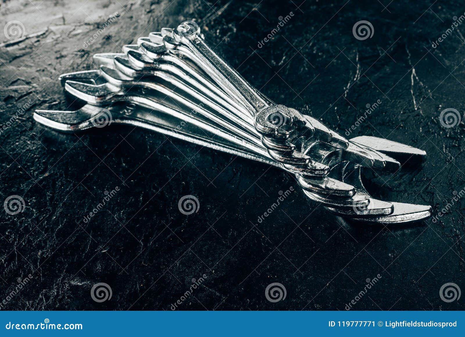 Close Up View of Arranged Metal Wrenches Stock Image - Image of objects ...