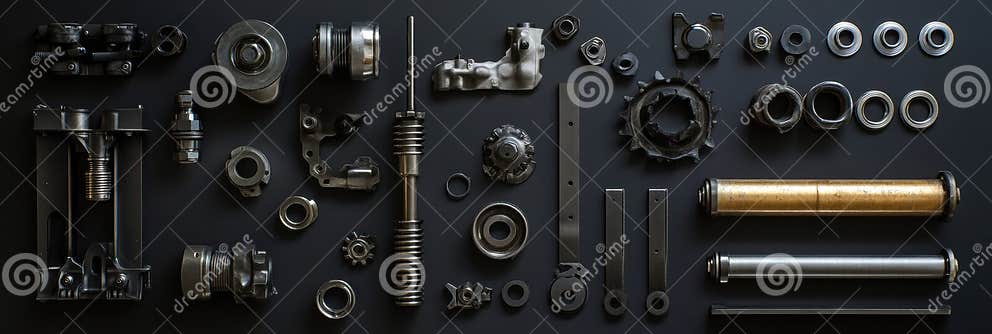 Close-up View of an Array of Car Engine Components Featuring Pistons ...
