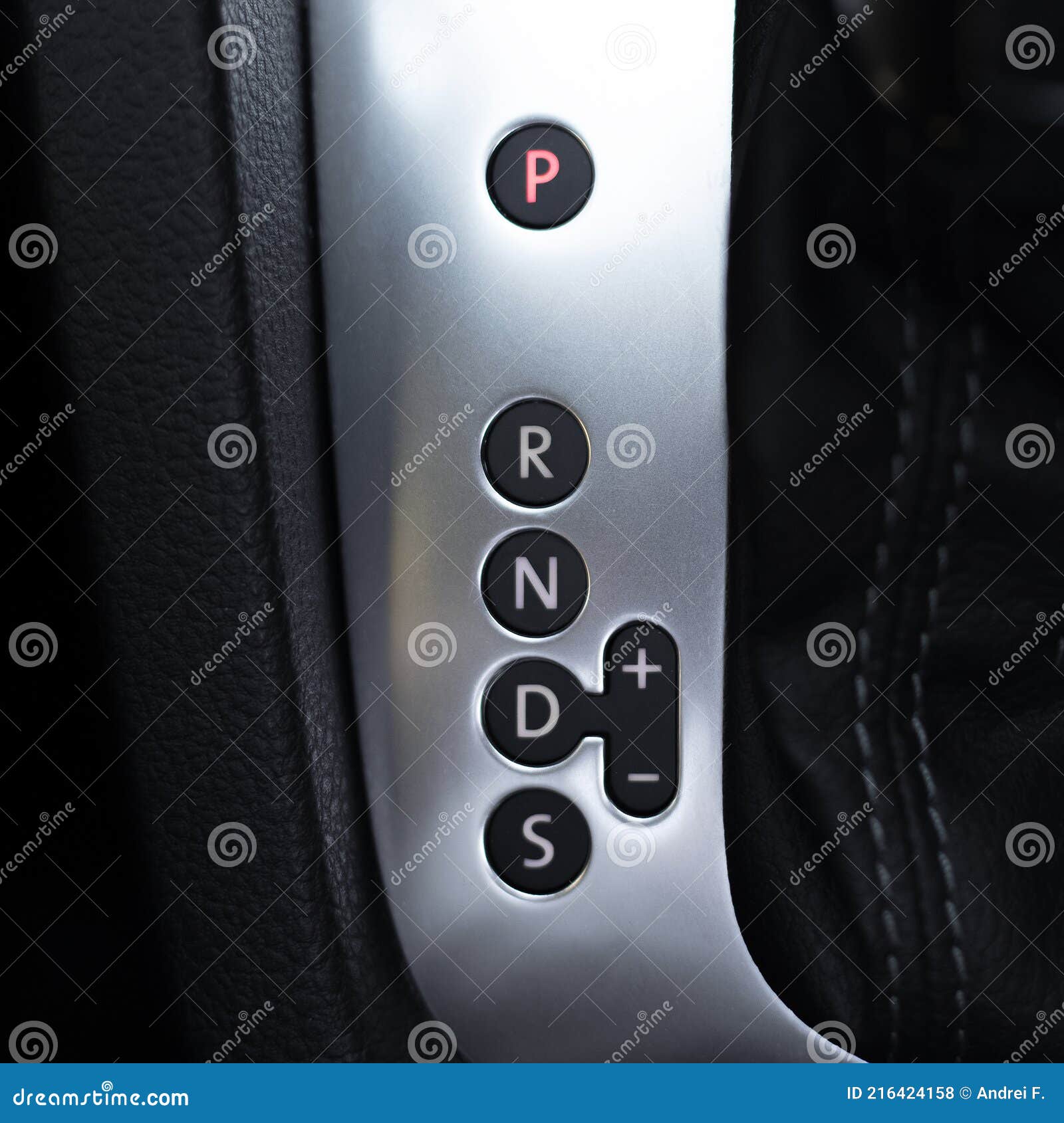 Close-up View of Automatic Gearbox Selector on Black Background. Stock ...