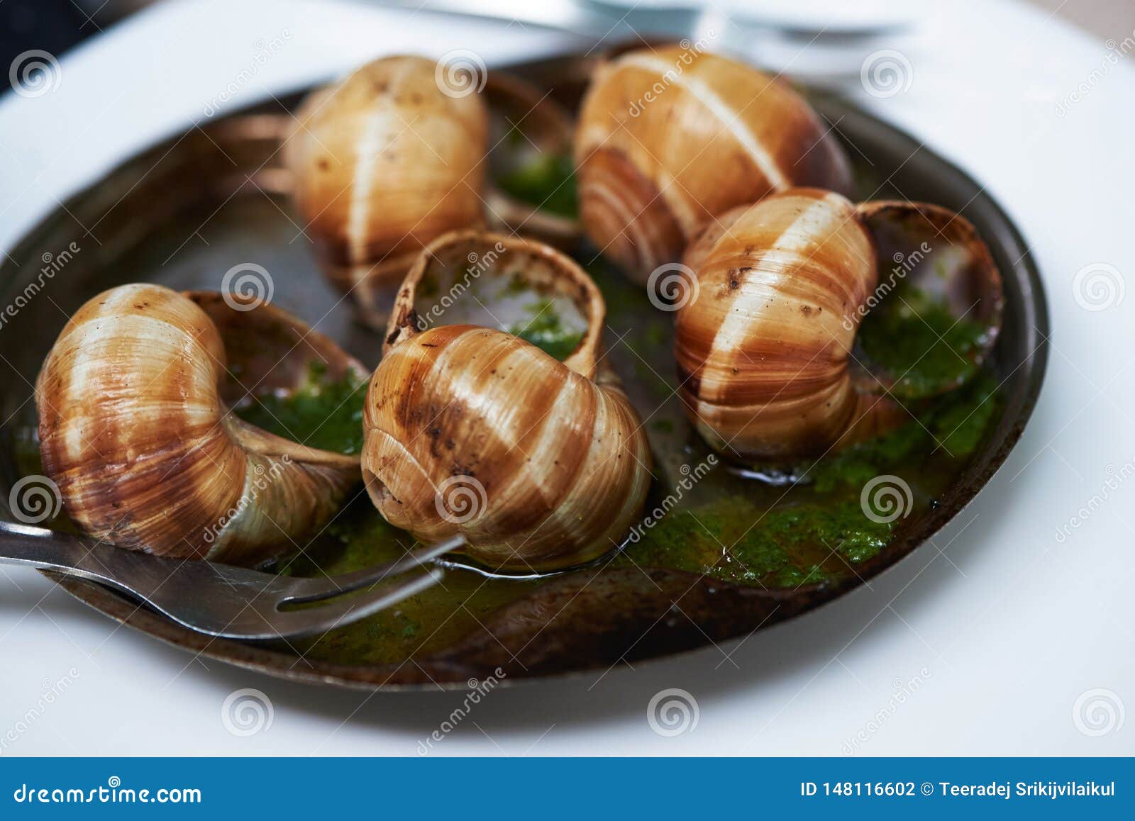 Close-up View of Baked Snails with Garlic Butter Stock Photo - Image of ...