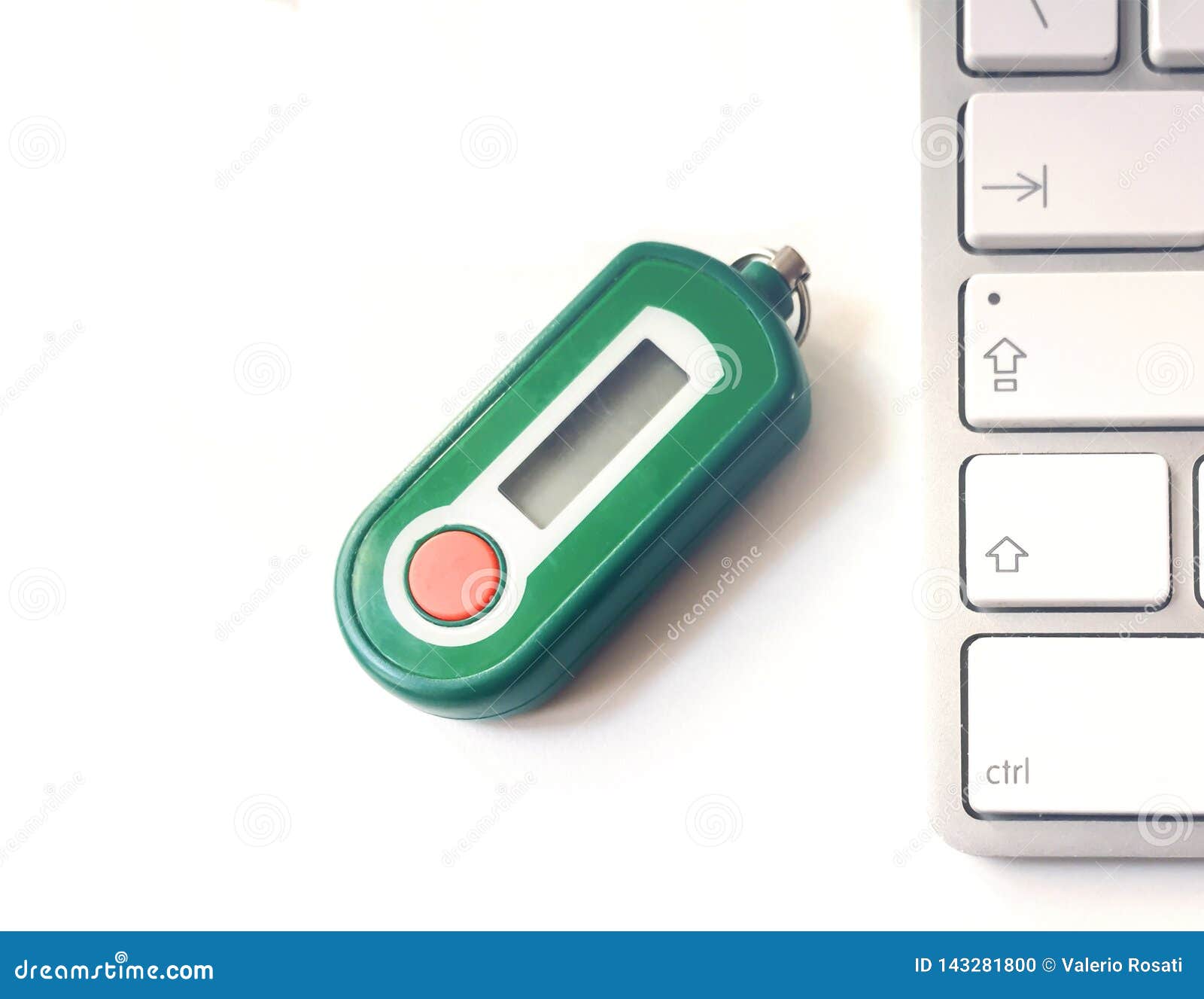 Close-up View of a Bank Code Generator Isolated on a White Background ...