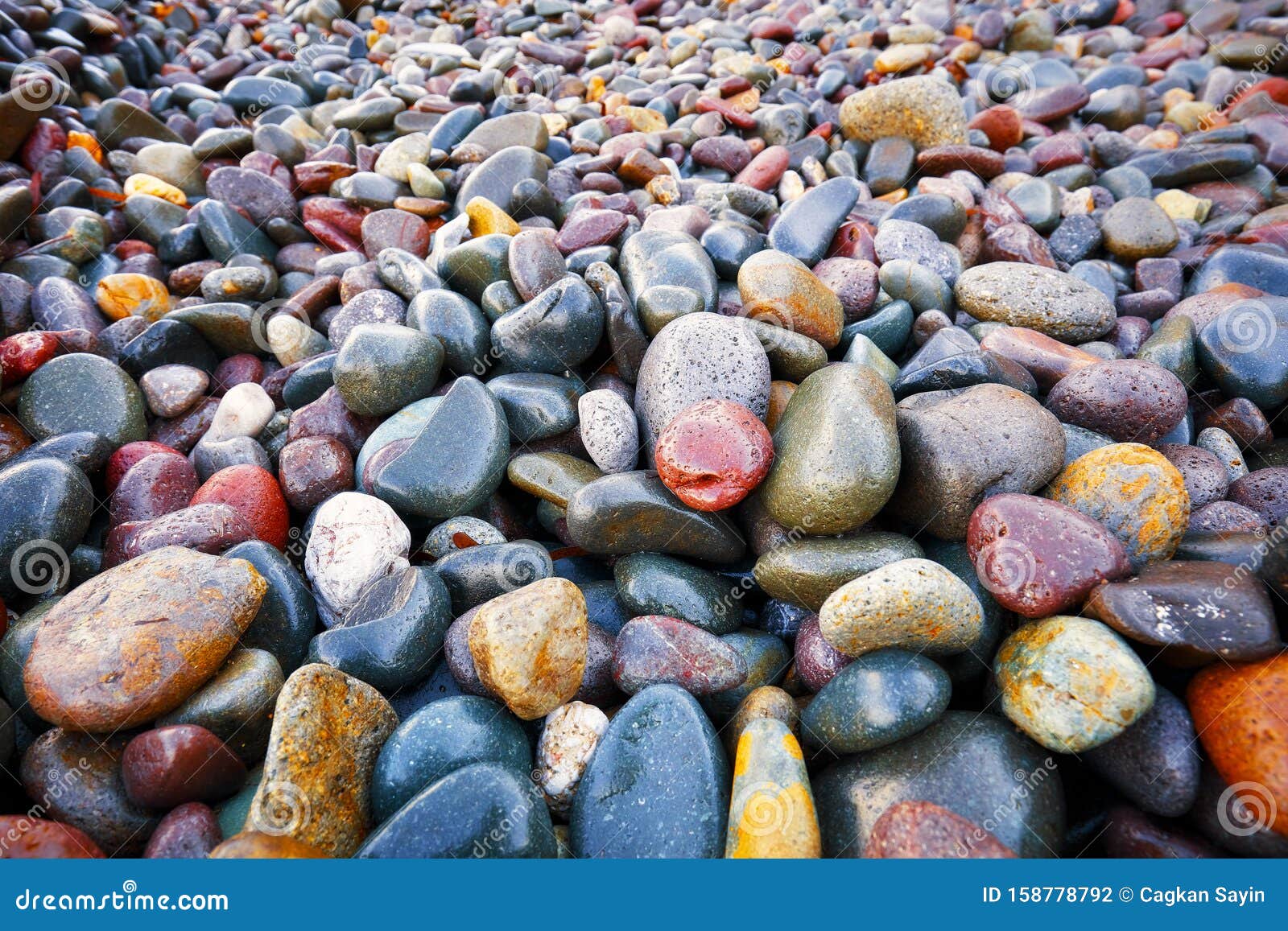Close Up View of Beautiful Pastel Colored Wet Pebbles Stock Photo ...