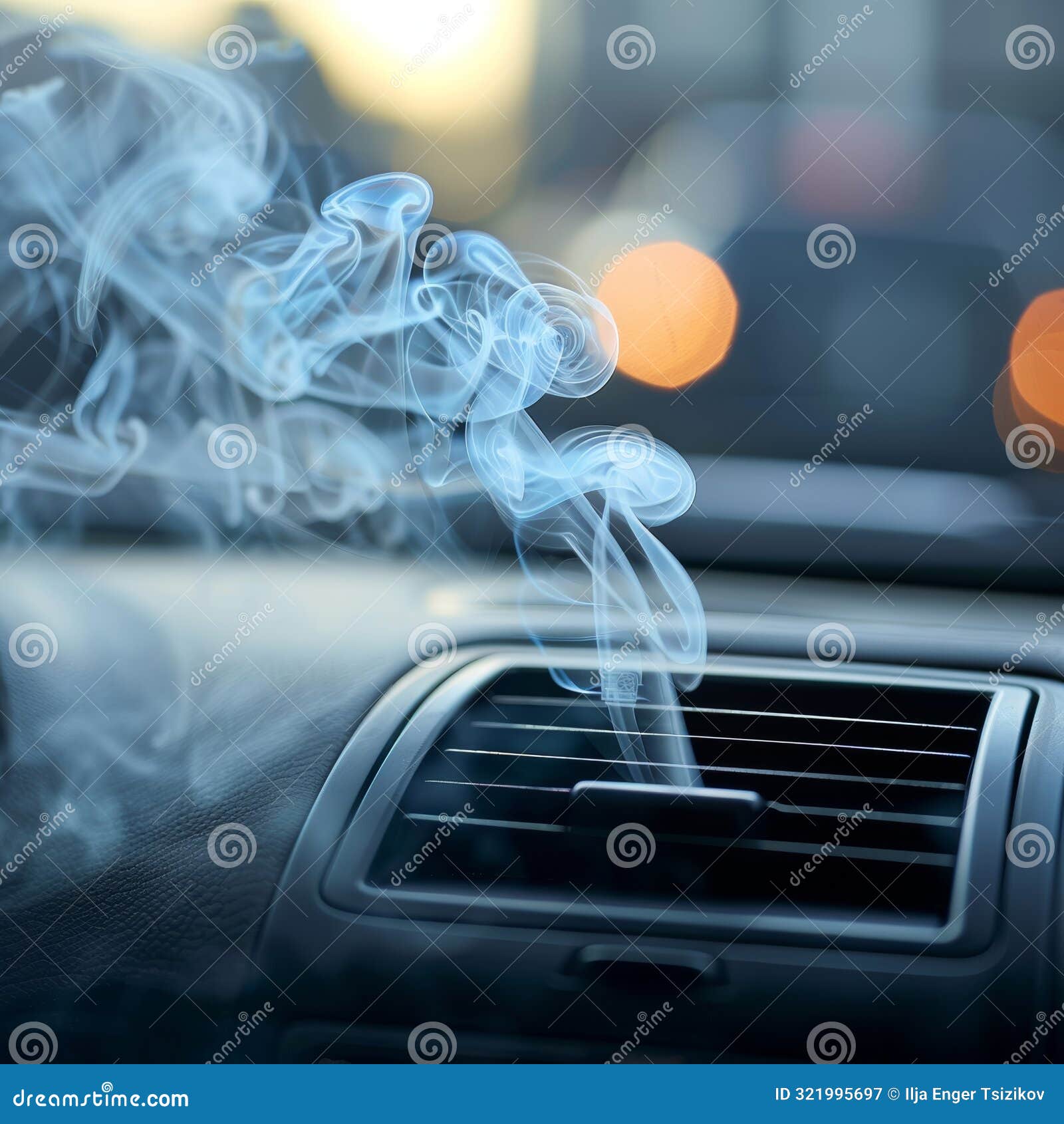 Close Up Air Conditioning Vent Grille Of Luxury Black Car With Cold ...