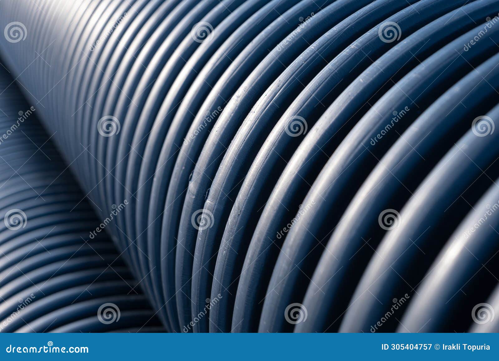 Close-up View on Black Plastic Corrugated Drain Pipe Ribs Texture Stock ...