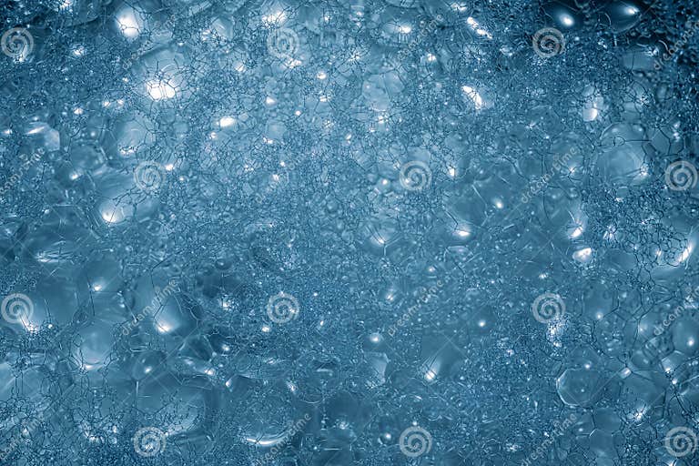 Close-up View of a Blue Bubble Surface Creating an Artistic Pattern and ...