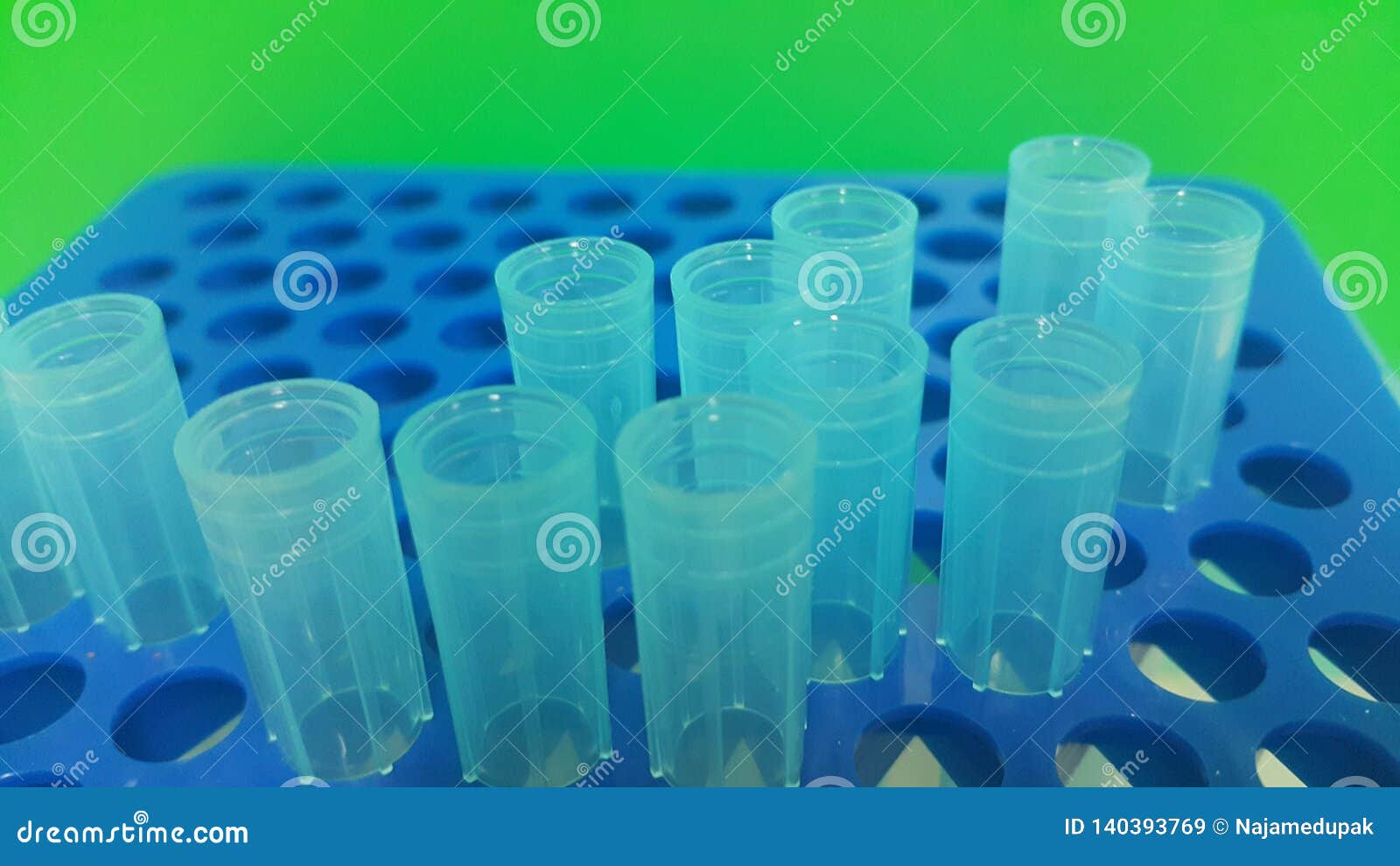 Close Up View of Blue Micro Litre Tips in Microtip Box with Empty Holes ...