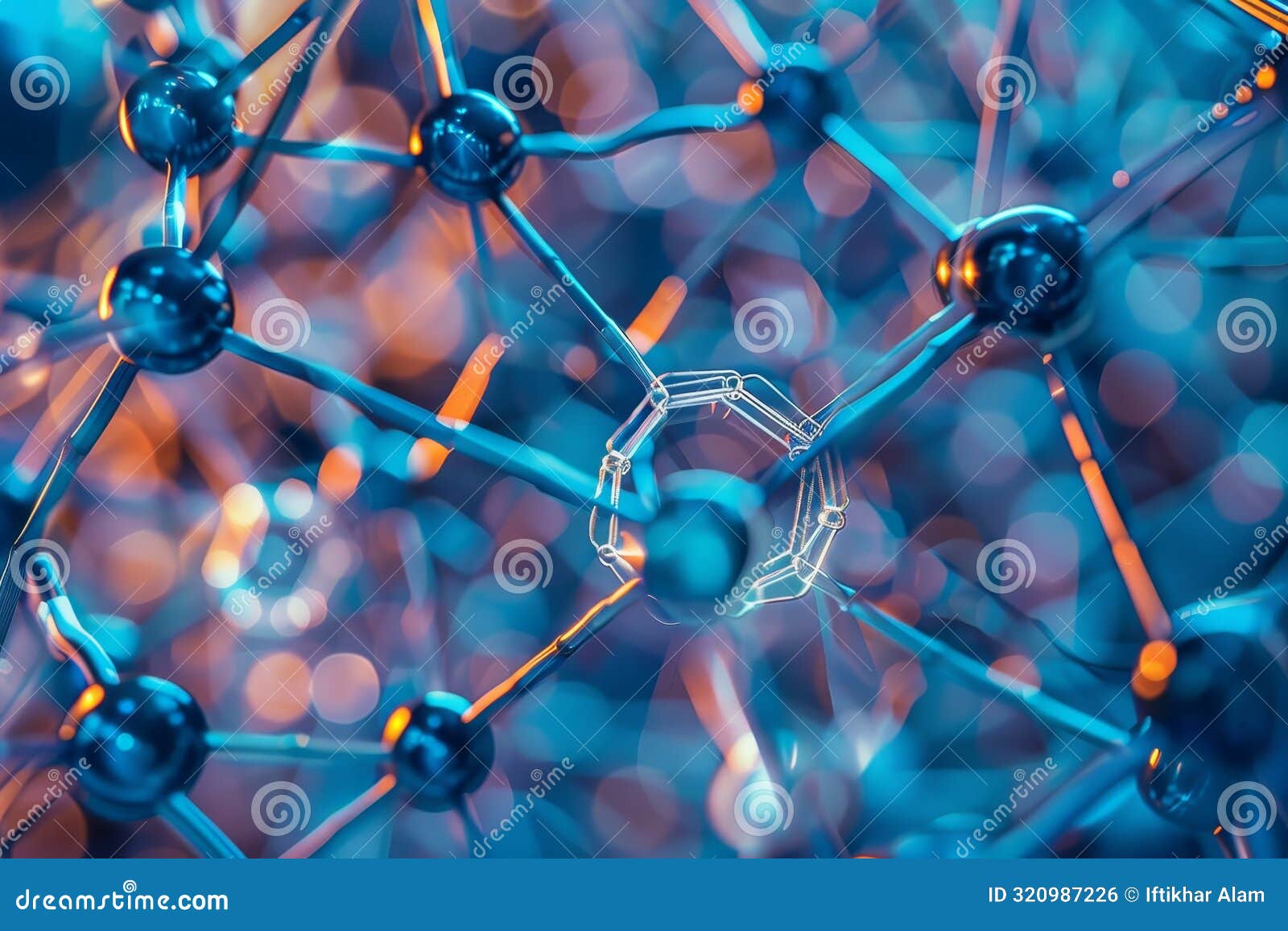 Close-up View of a Blue and Yellow Nanotechnology Structure ...