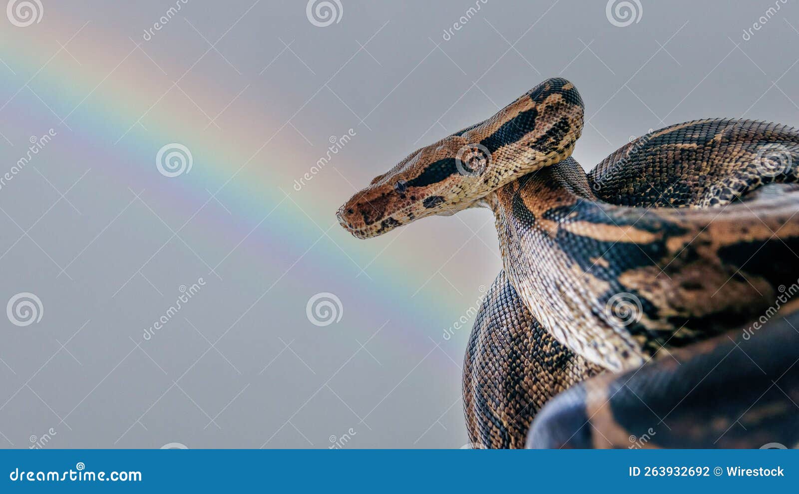 Close-up View of a Boa Constrictor before a Gray Background with a ...