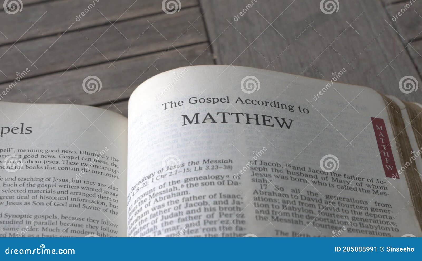 Close Up View on the Book of Matthew of the Bible. Stock Video - Video ...