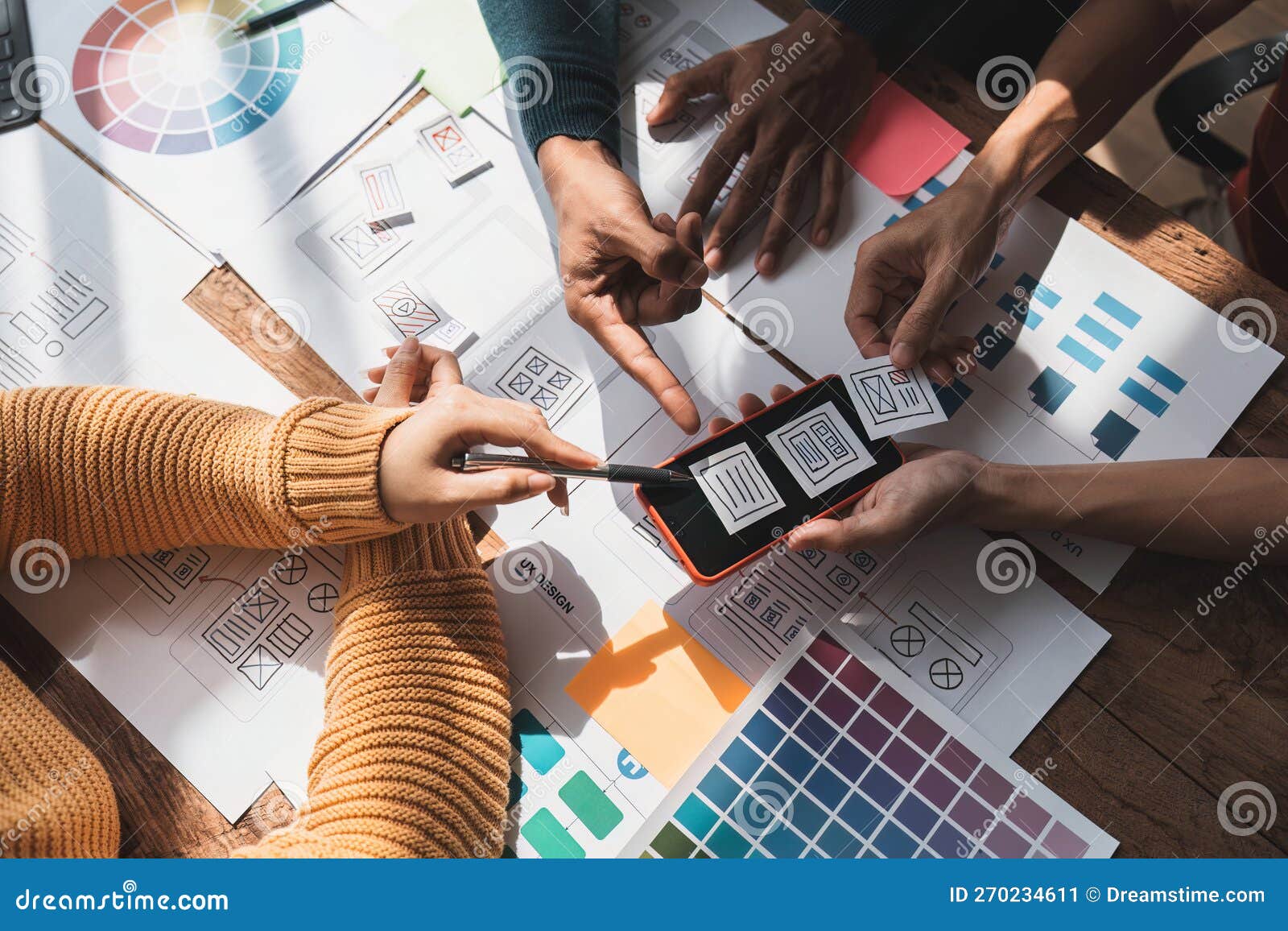 Close Up View of Brainstorm Team of Creative Web Graphic Designer Ux ...