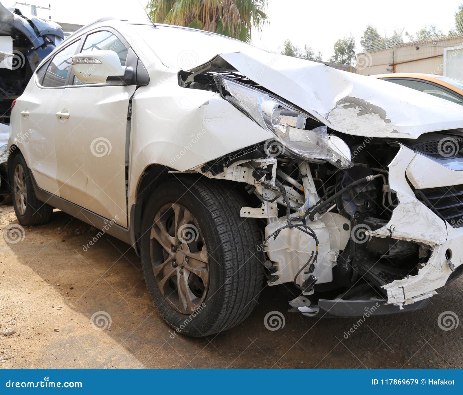 Close Up Front View of Crashed Car Stock Image - Image of automobile ...