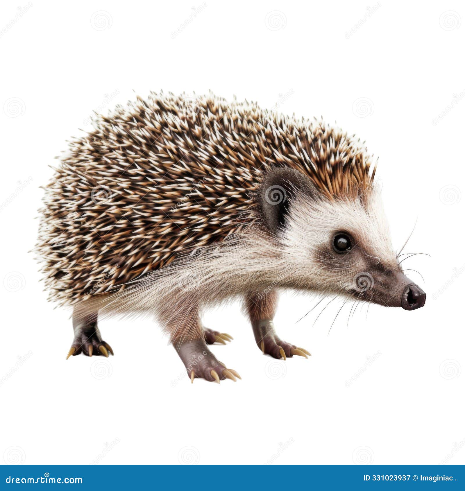 A Close-Up View of a Brown and White Hedgehog with Spikes Stock ...