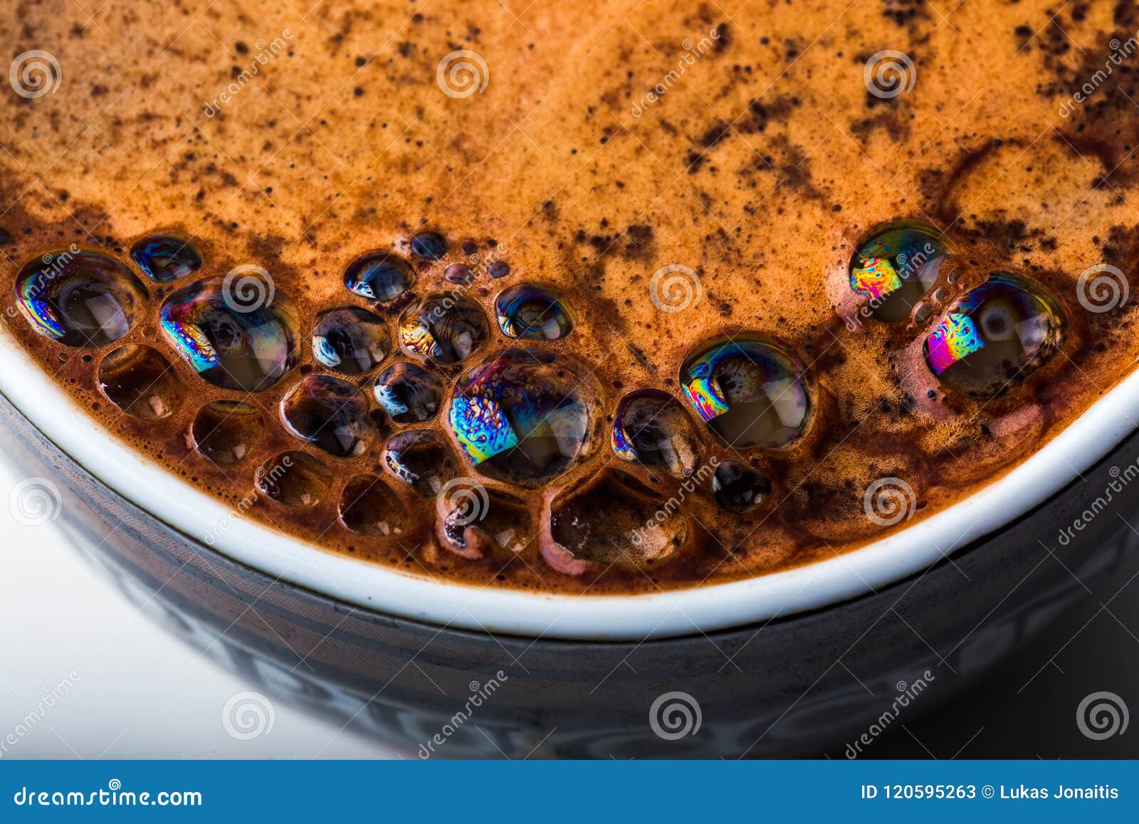 Close Up View of a Bubbles in a White Coffee Mug Stock Image - Image of ...