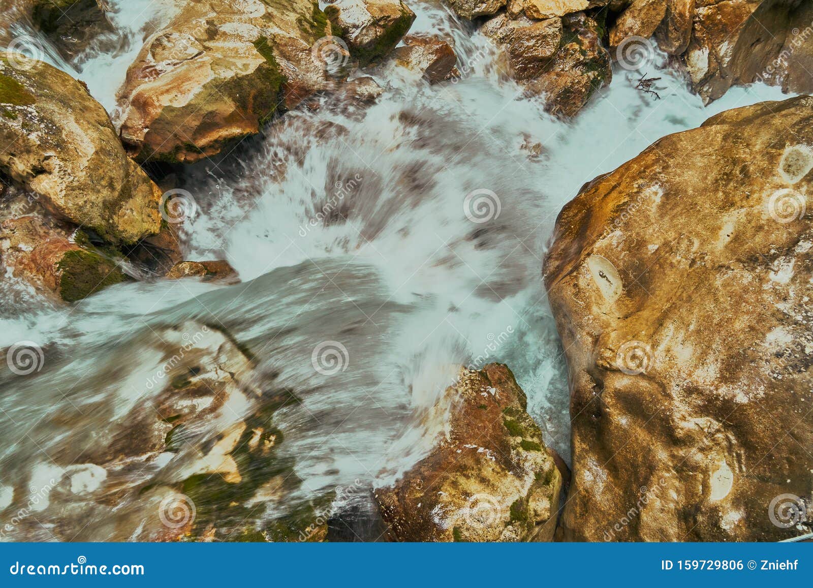 Close-up View of the Bubbling Foaming Water in a Mountain Stream in a ...