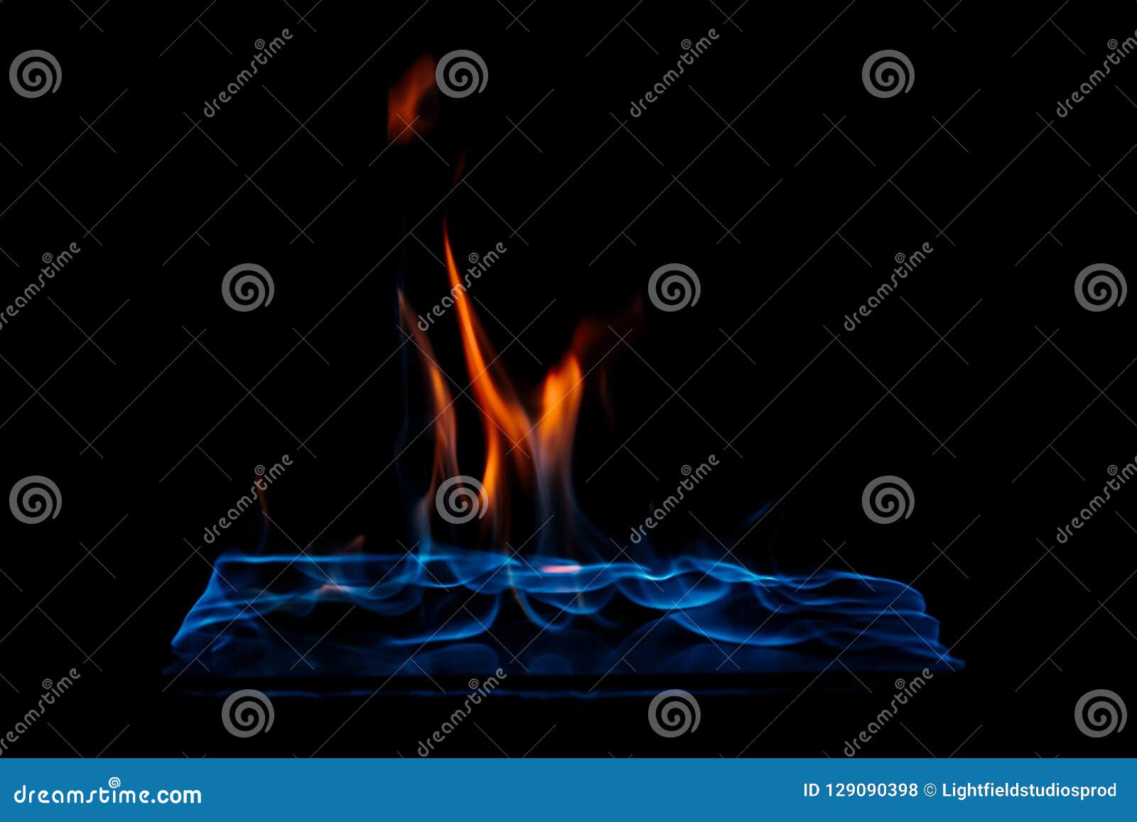 Close Up View of Burning Orange and Blue Flame Stock Photo - Image of ...