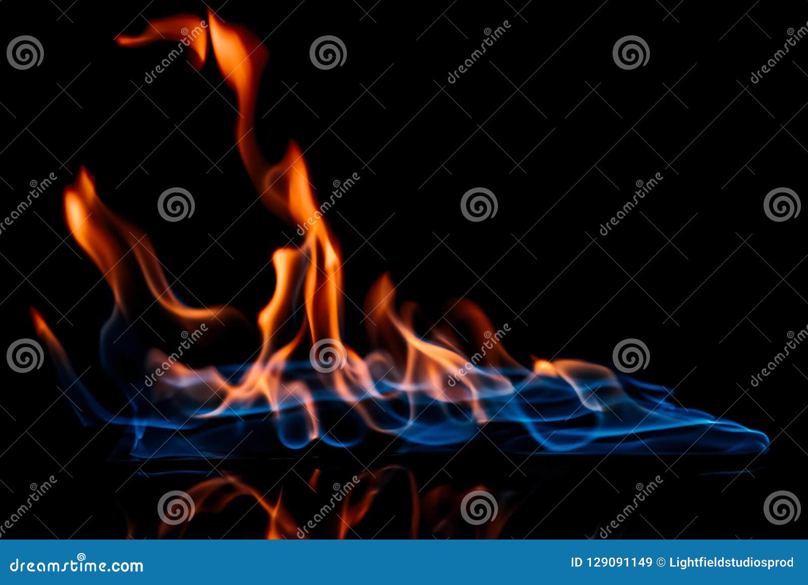 Close Up View of Burning Orange and Blue Flame Stock Image - Image of ...