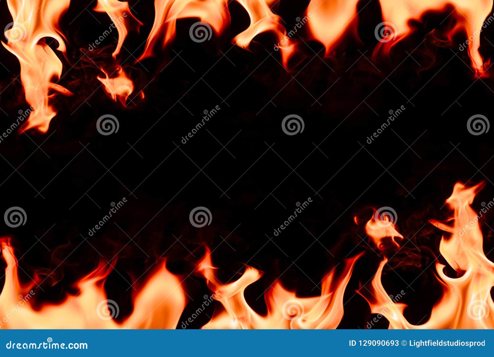 Close Up View of Burning Orange Flame with Blank Space in Middle Stock ...