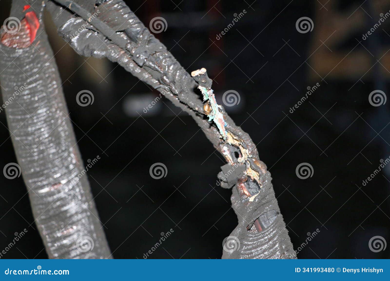 Burnt Electrical Wire stock photo. Image of insulation - 341993480