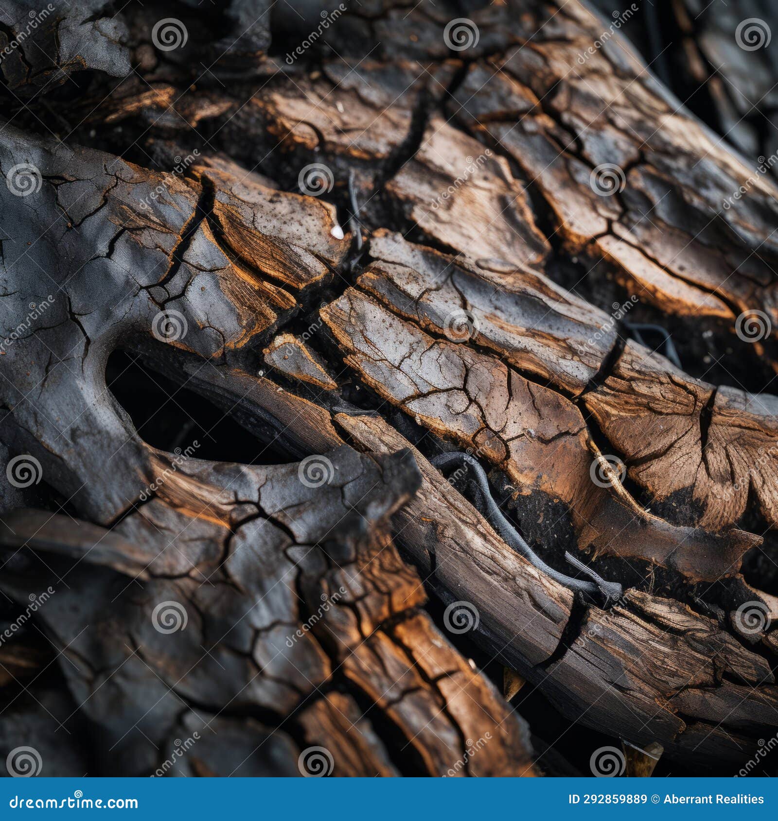 A Close Up View of a Burnt Tree Trunk Stock Illustration - Illustration ...