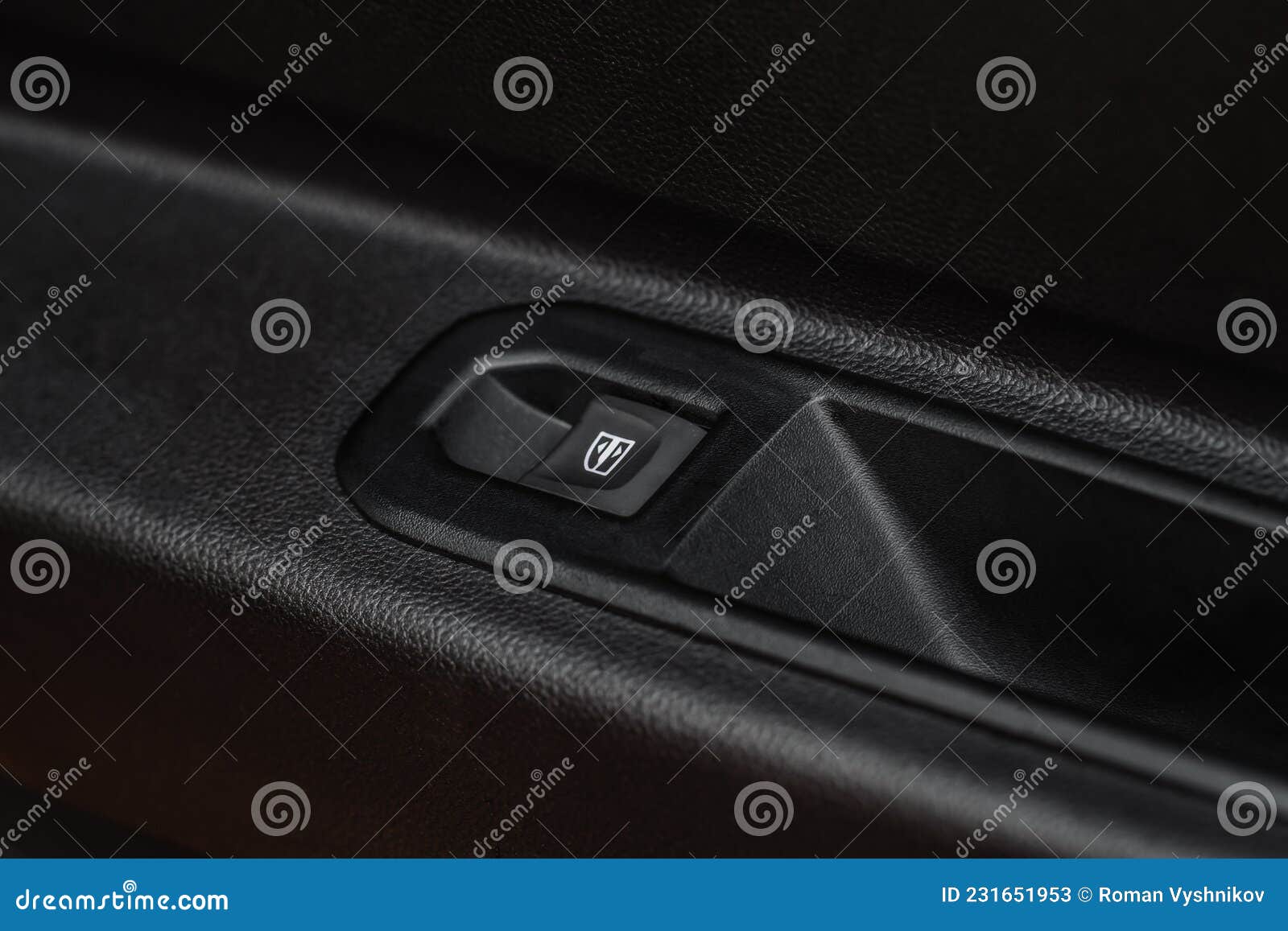 Close Up View of Button Controlling Window in Modern Car Interior ...