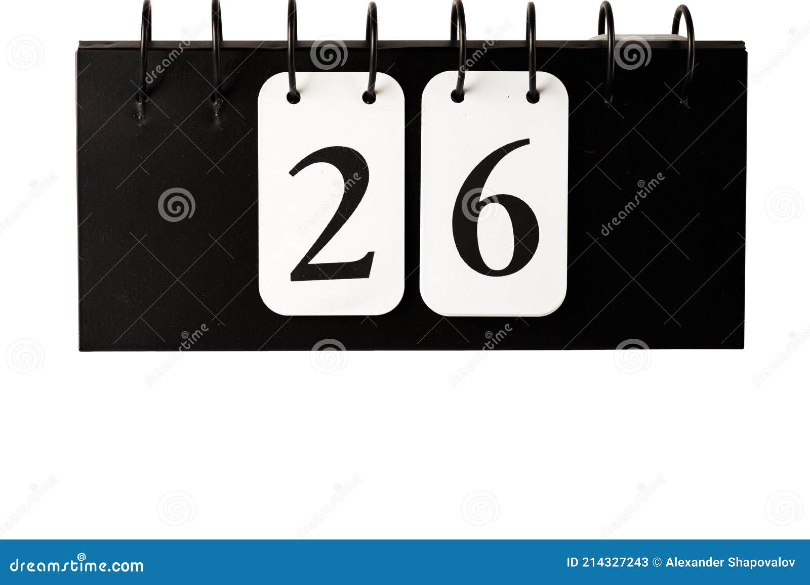 Close Up View of Calendar with Selected Date 26 Isolated on White ...